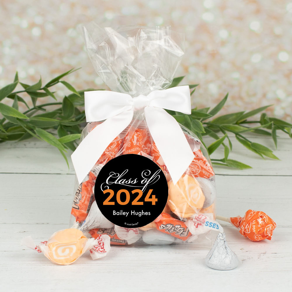 Personalized Class of Graduation Orange Candy Goodie Bag - JustCandy.com
