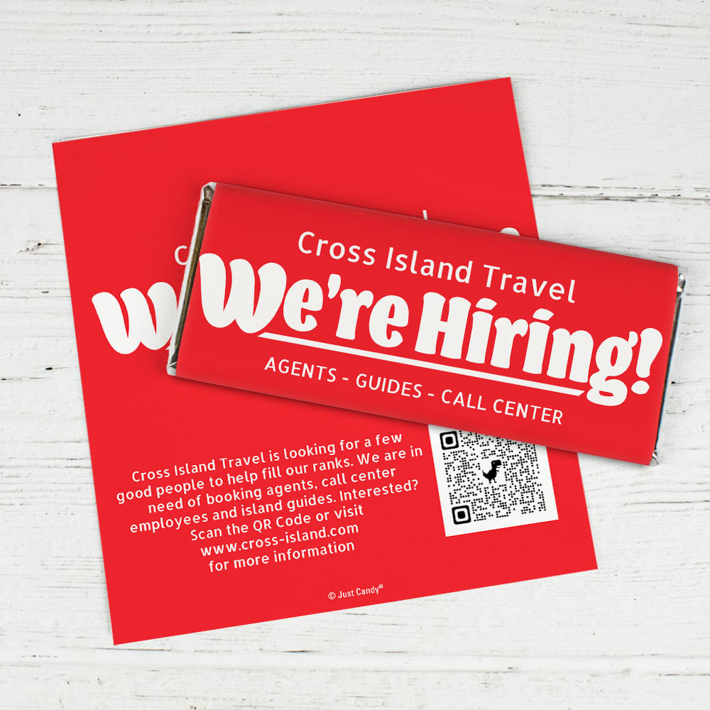 Personalized Business Promotional We're Hiring Chocolate Bar Wrappers ...