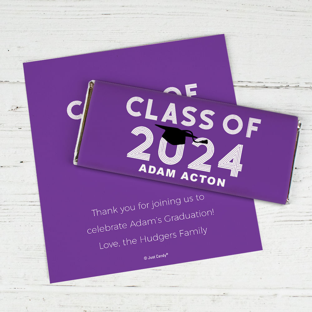Personalized Graduation Grad Cap Chocolate Bar Wrappers - JustCandy.com