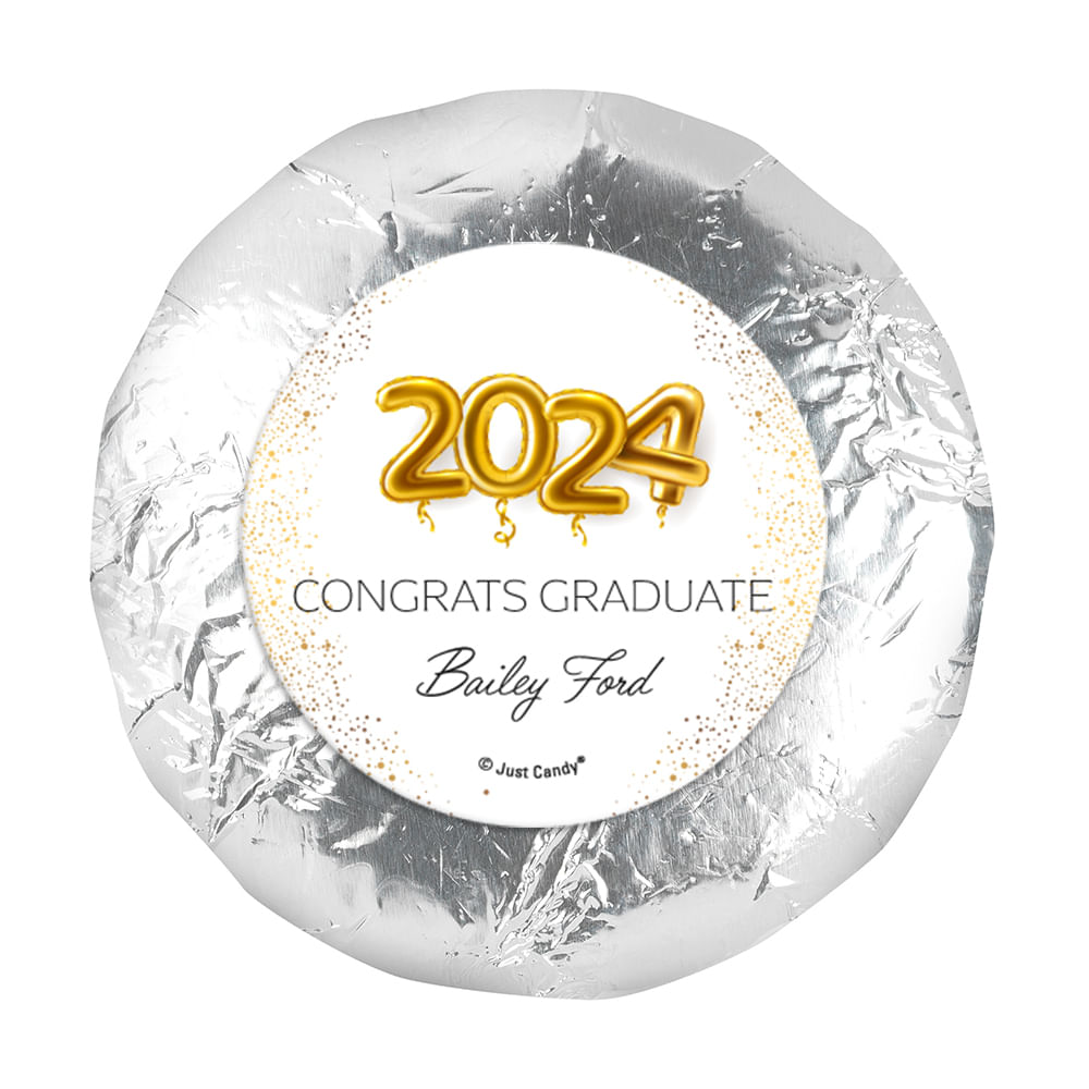 Personalized Congrats Graduate Golden Balloons 1.25" Stickers (48 ...