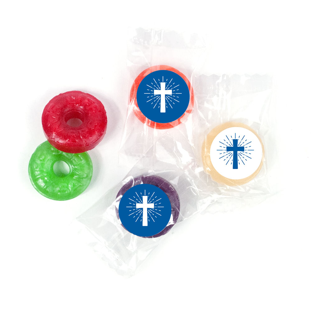 Blue and White Cross Life Saver 5 Flavor Hard Candy - JustCandy.com