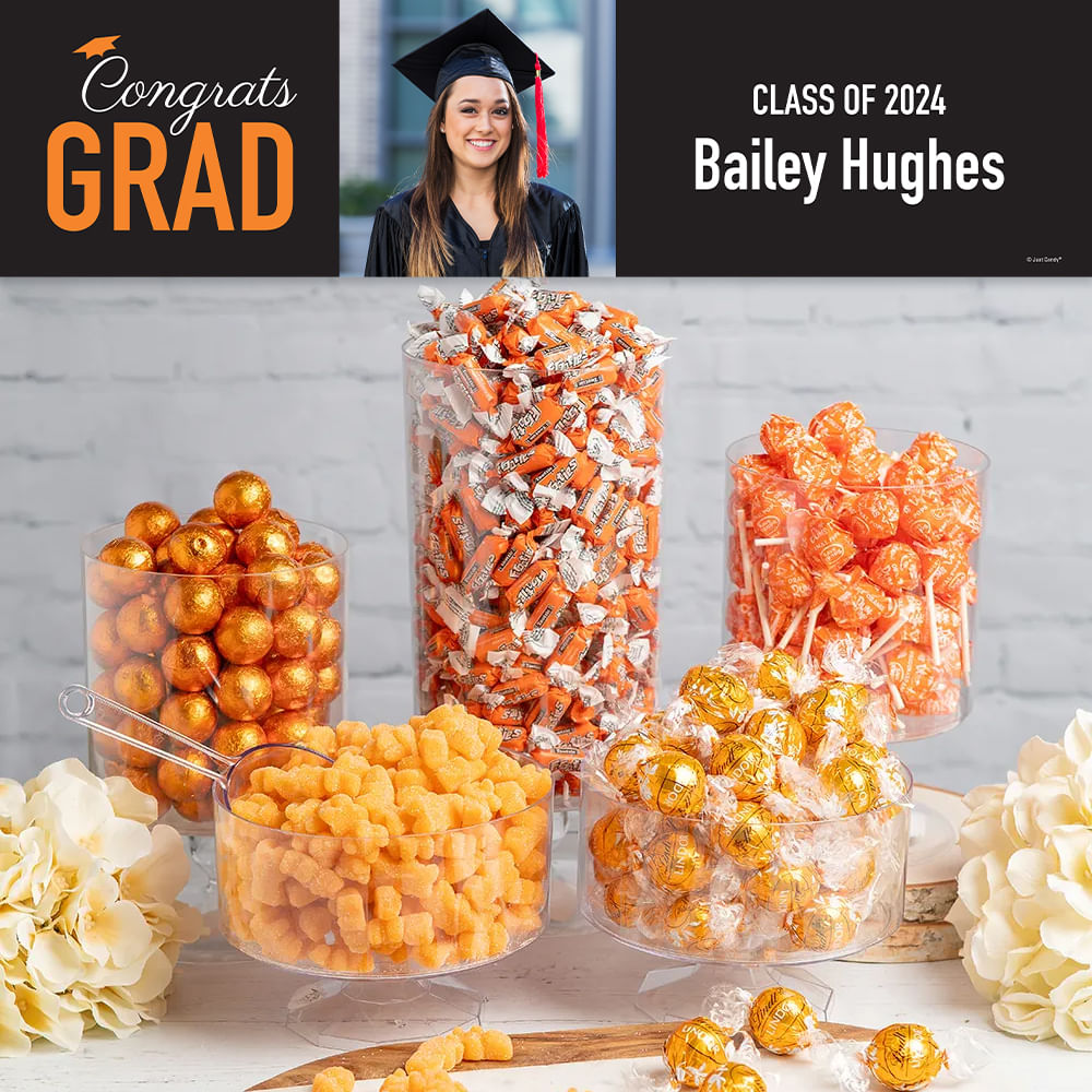 Orange Graduation Photo Candy Buffet - JustCandy.com