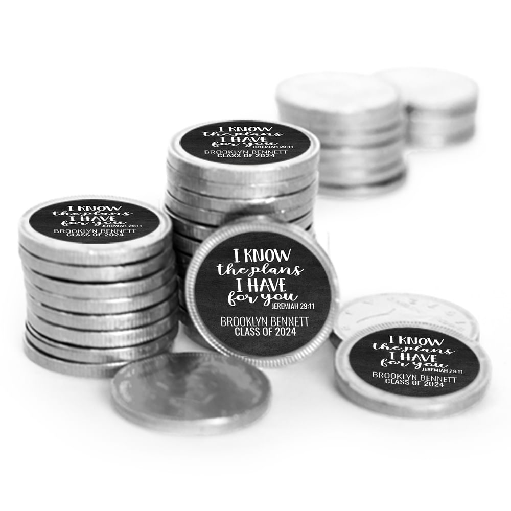 Personalized Religious Graduation Silver Chocolate Coins (84 Pack ...