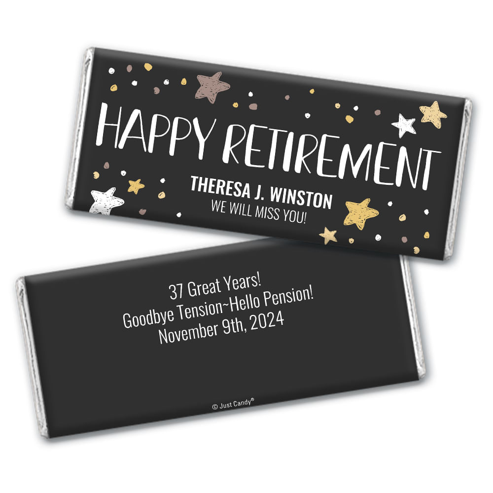 Personalized Happy Retirement Star Hershey's Milk Chocolate Bar ...