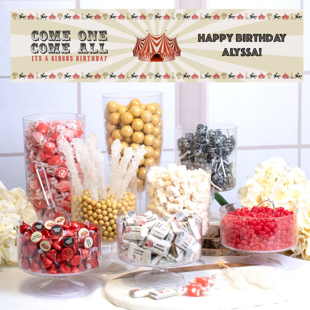 Personalized Circus Birthday Deluxe Candy Buffet - Circuss - JustCandy.com