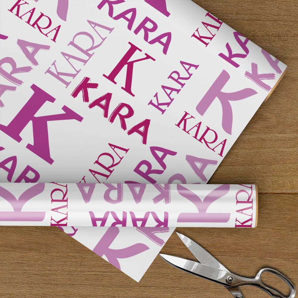 Personalized Pink Repeating Name Wrapping Paper - JustCandy.com