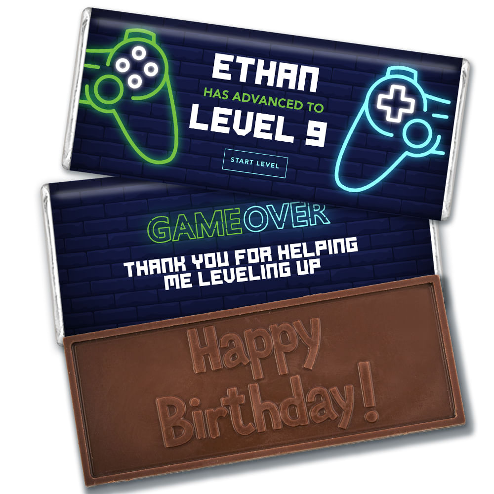 Personalized Gamer Birthday Embossed Chocolate Bars - JustCandy.com