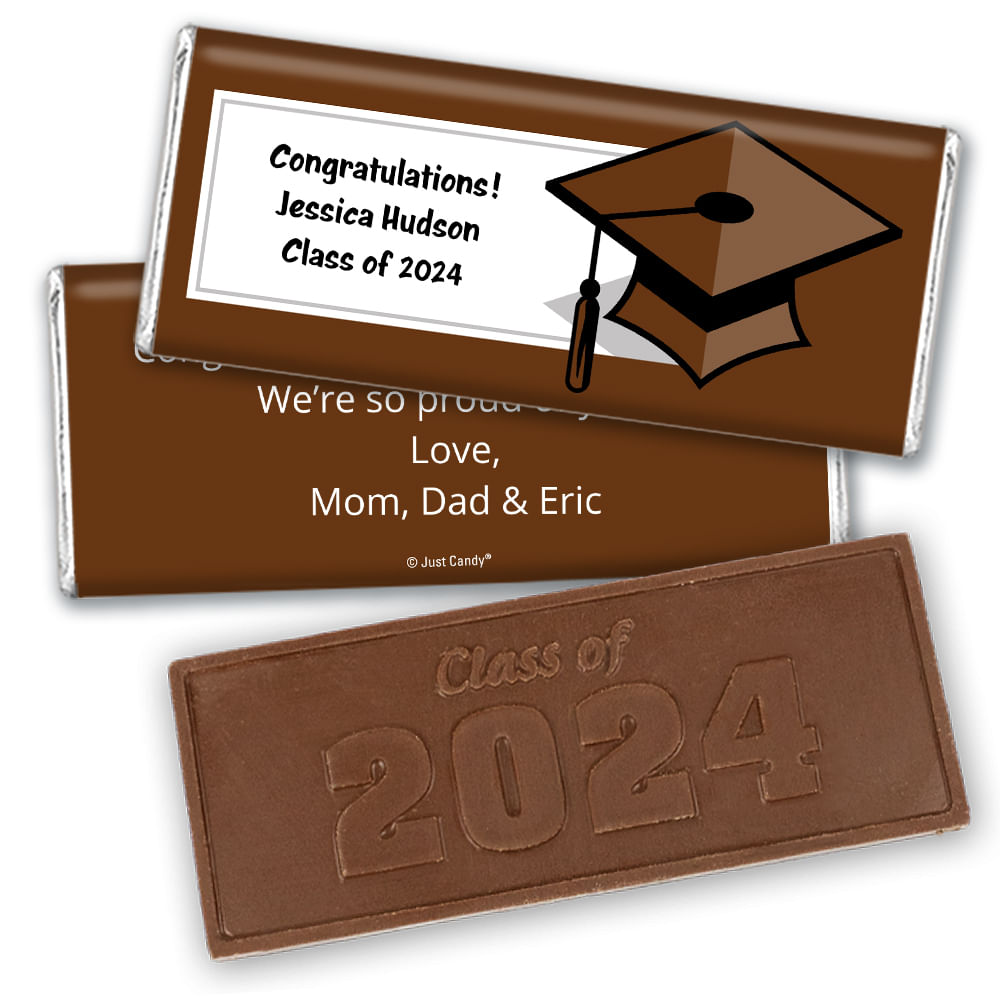 Graduation Personalized Embossed Chocolate Bar Cap & Tassel - JustCandy.com