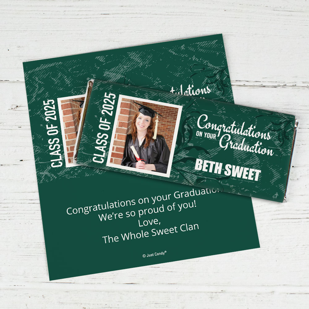 Graduation Personalized Chocolate Bar Wrappers Photo Floral Background ...