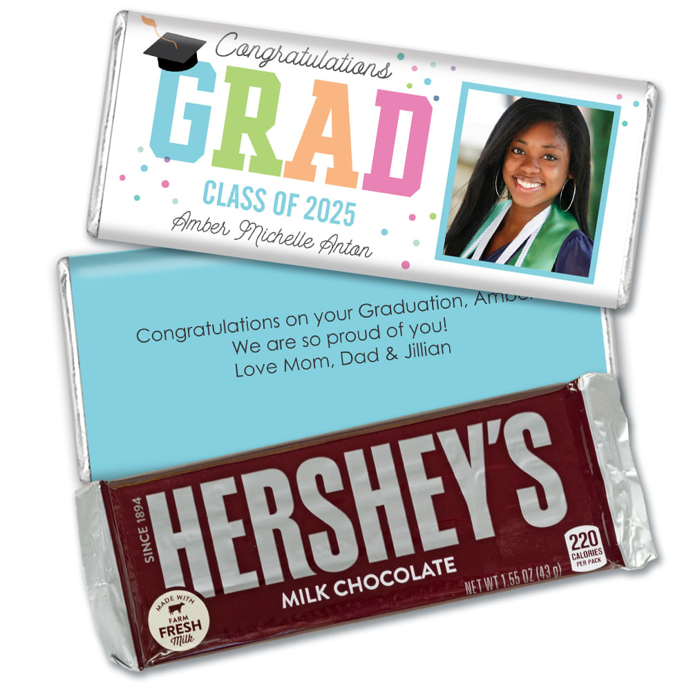 Personalized Graduation Pastel Chocolate Bar - Polka Dot - JustCandy.com