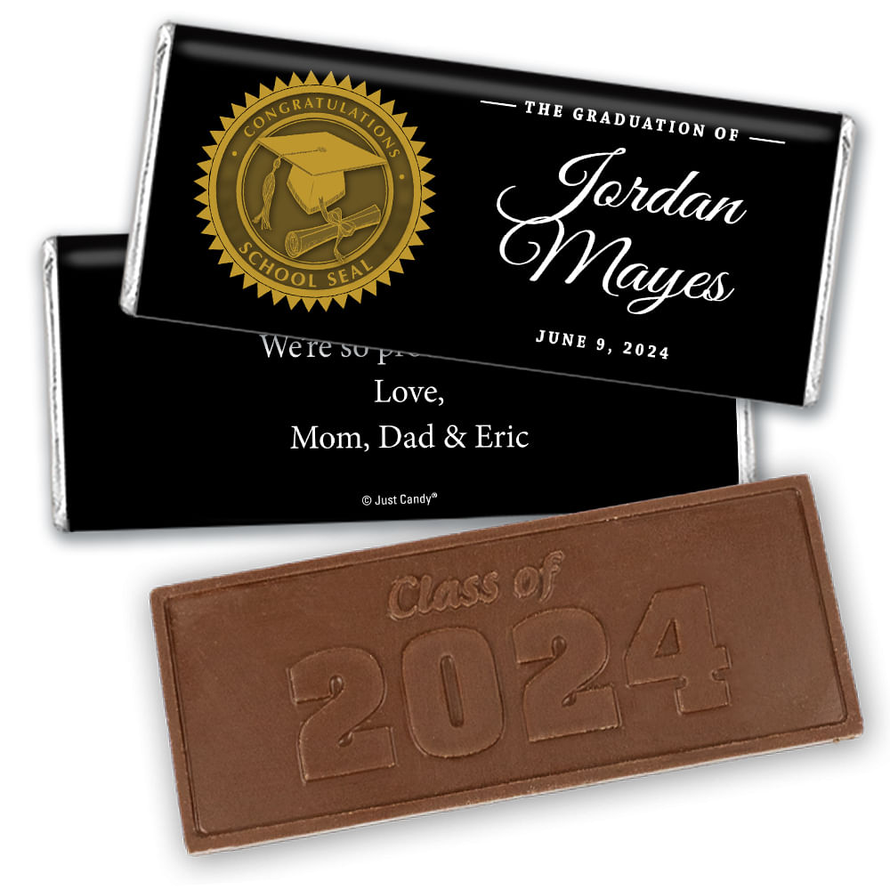 Graduation Personalized Embossed Chocolate Bar School Seal - JustCandy.com