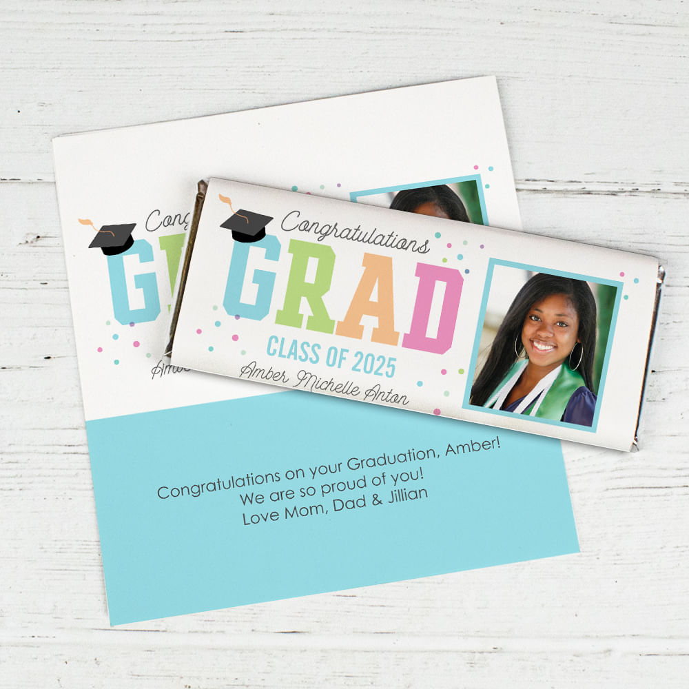 Personalized Graduation Pastel Chocolate Bar - Polka Dot Wrappers ...