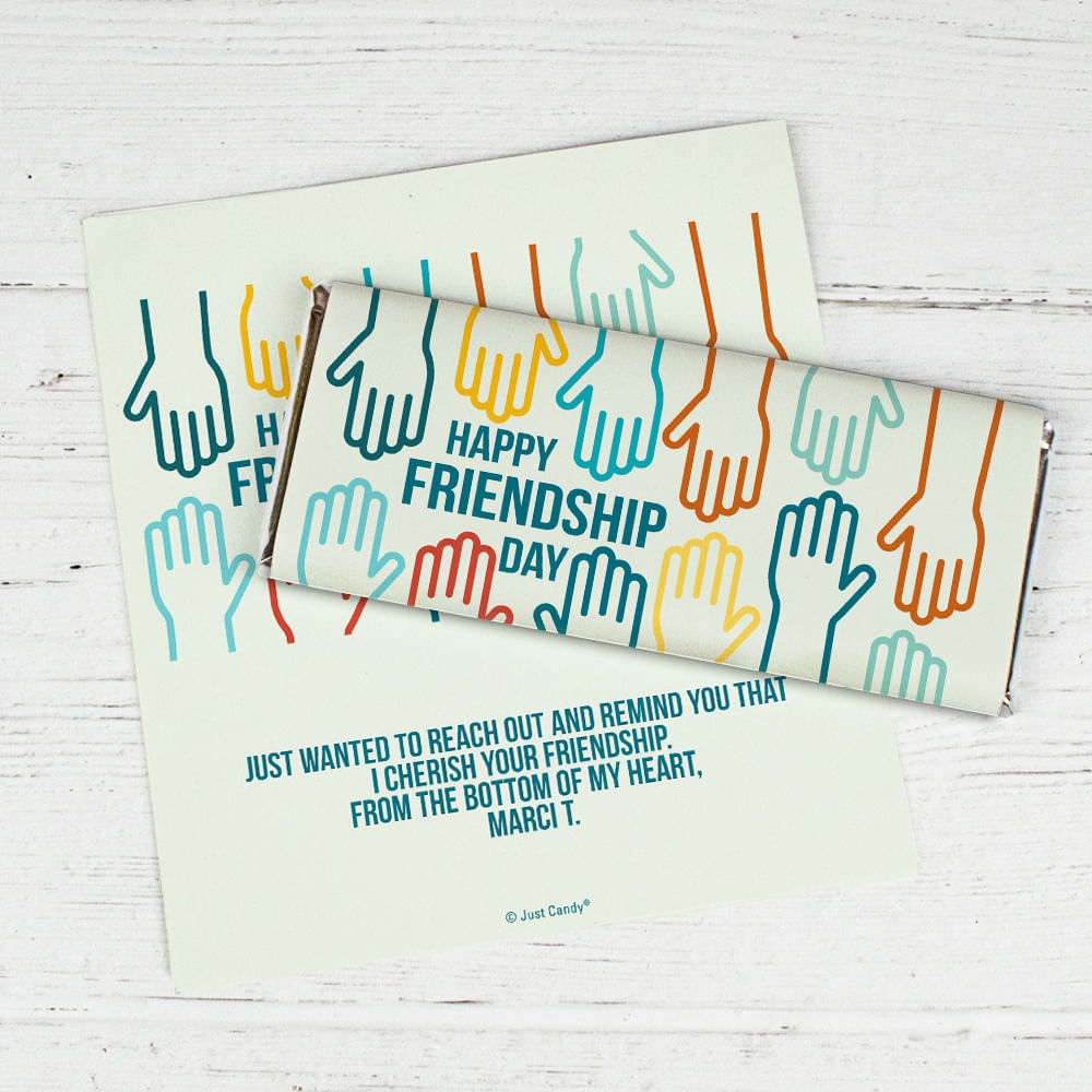 Personalized Happy Friendship Day Helping Hands Chocolate Bar Wrappers ...