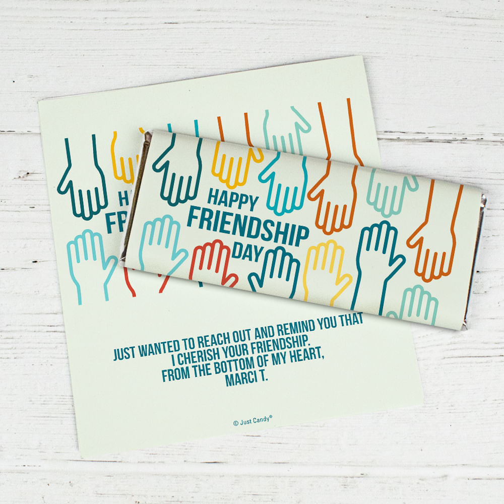 Personalized Happy Friendship Day Helping Hands Chocolate Bar Wrappers ...