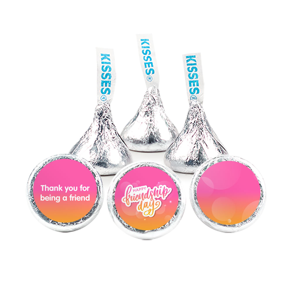 Personalized Happy Friendship Day Pink Bubbly 3/4" Sticker (108 ...