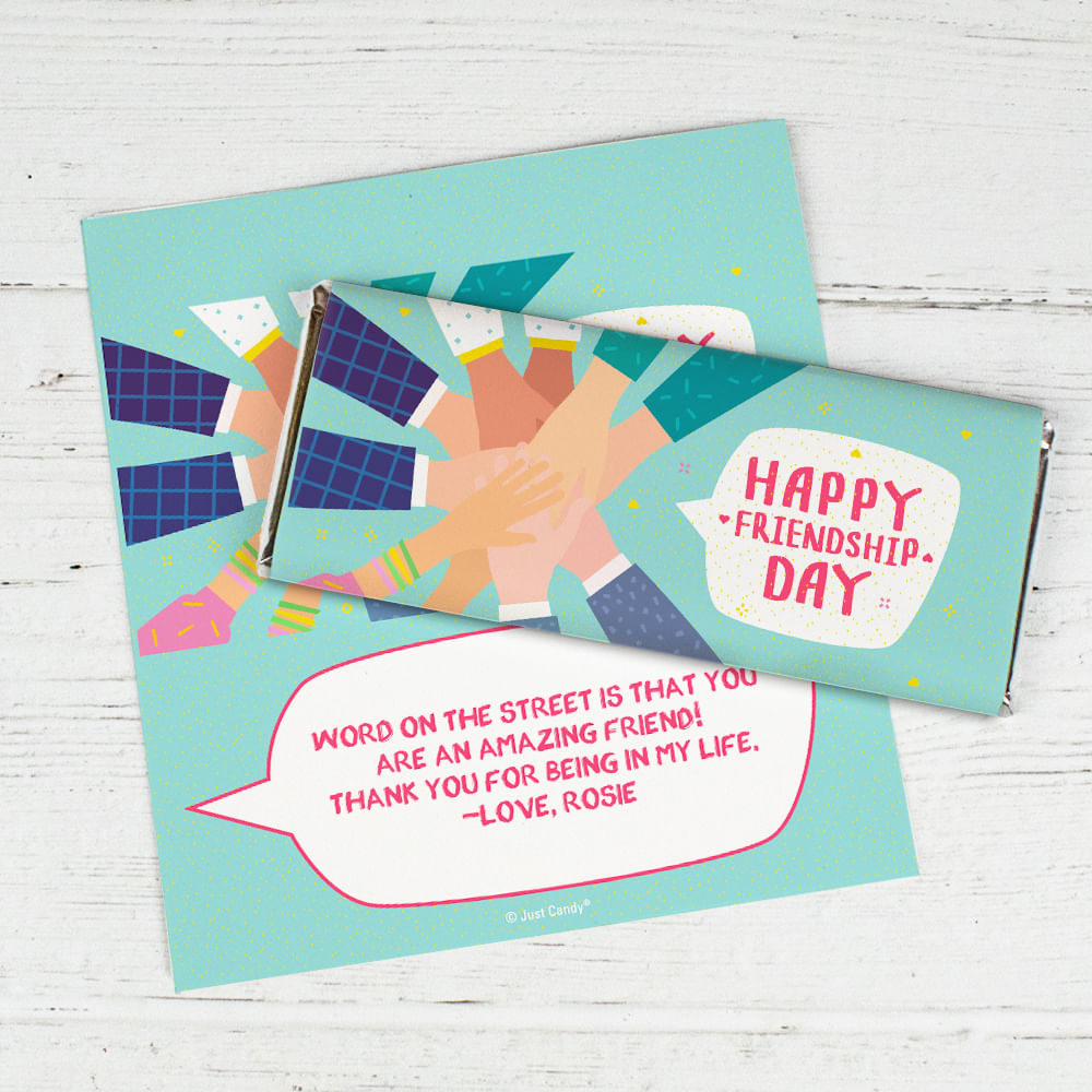 Personalized Happy Friendship Day Word Bubble Chocolate Bar Wrappers ...