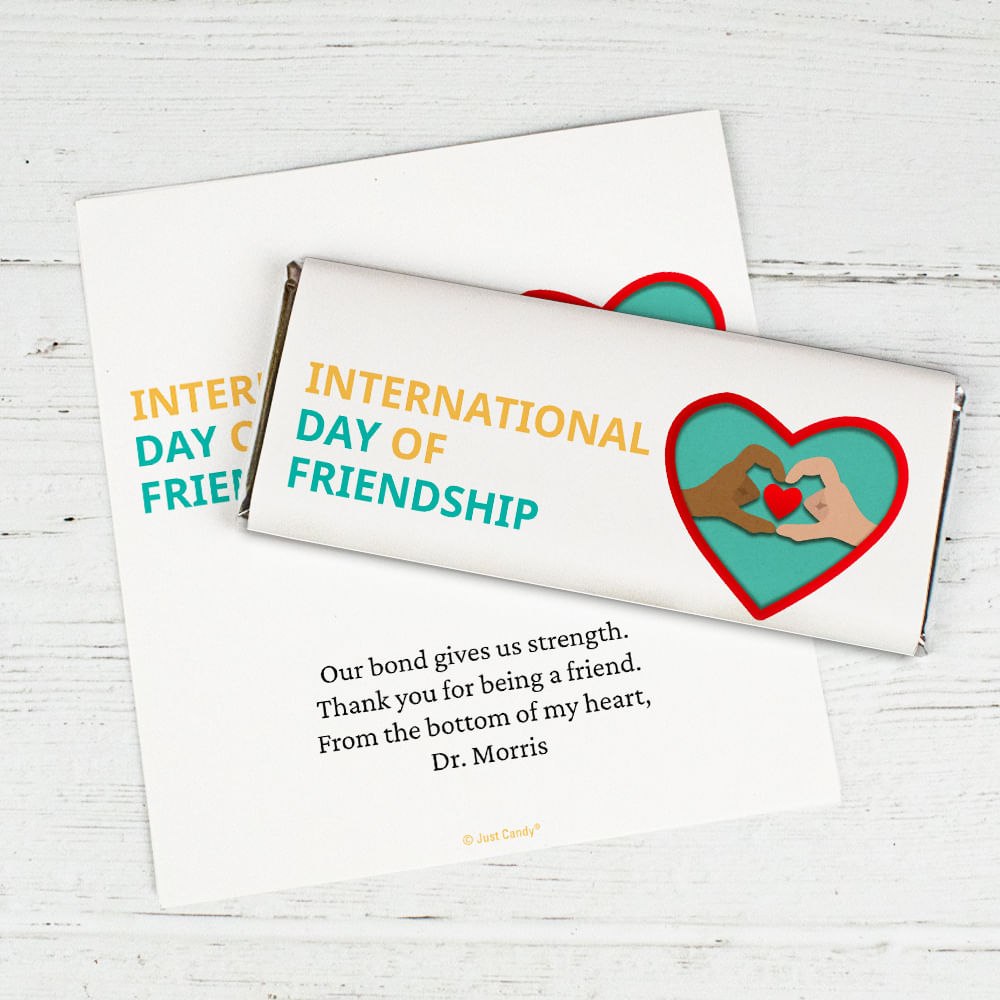 Personalized Happy Friendship Day Hand Heart Chocolate Bar Wrappers ...