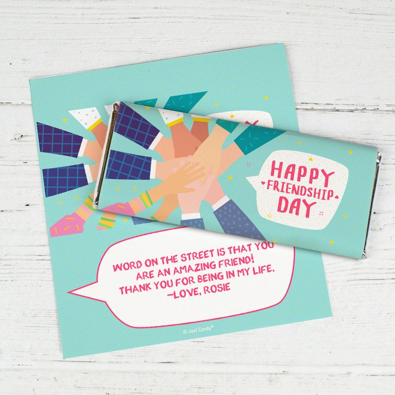 Personalized Happy Friendship Day Word Bubble Chocolate Bar Wrappers ...