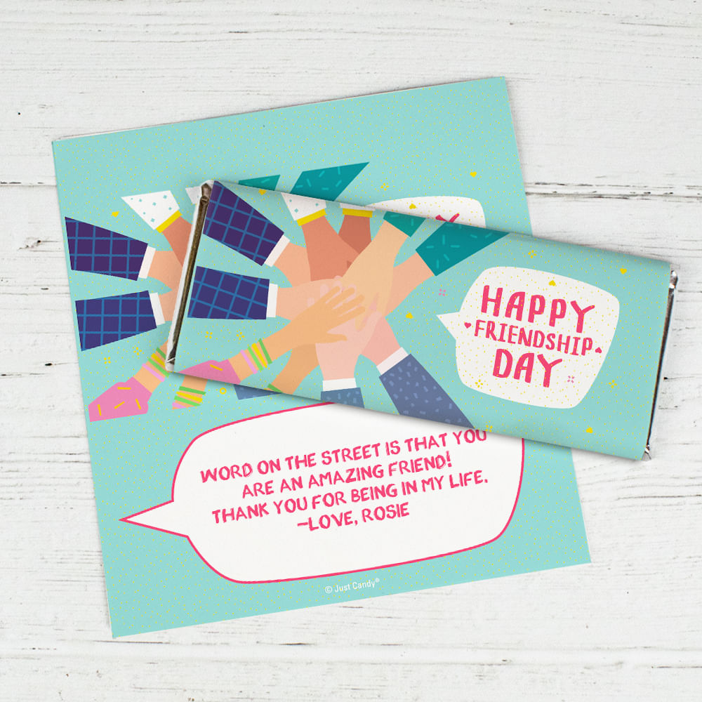 Personalized Happy Friendship Day Word Bubble Chocolate Bar Wrappers ...