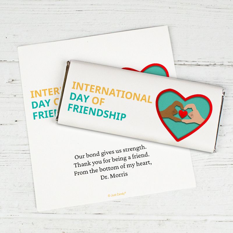 Personalized Happy Friendship Day Hand Heart Chocolate Bar Wrappers ...