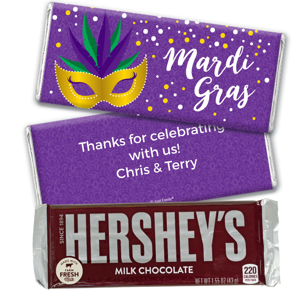 Personalized Mardi Gras Big Easy Chocolate Bar & Wrapper - JustCandy.com