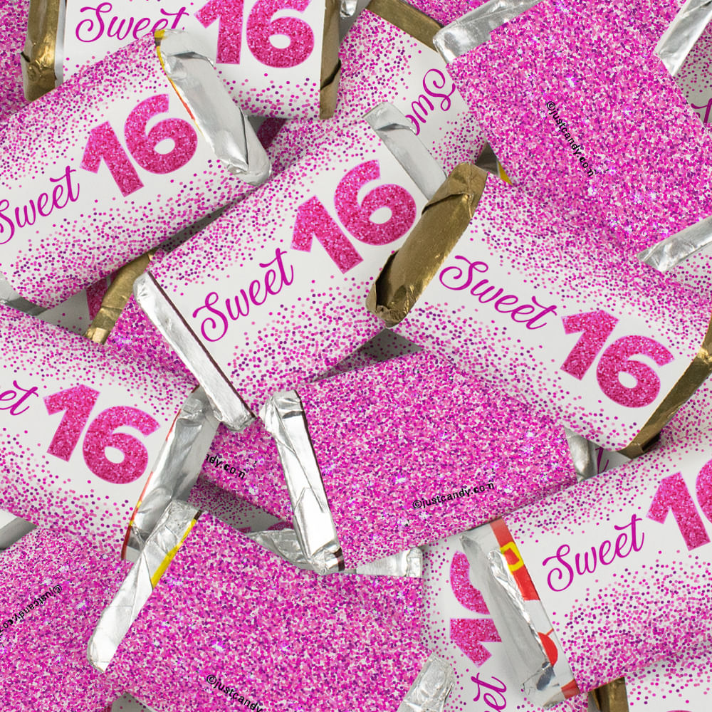 Sweet 16 Pink Glitter Candy Hershey's Kisses & Hershey's Miniatures for ...