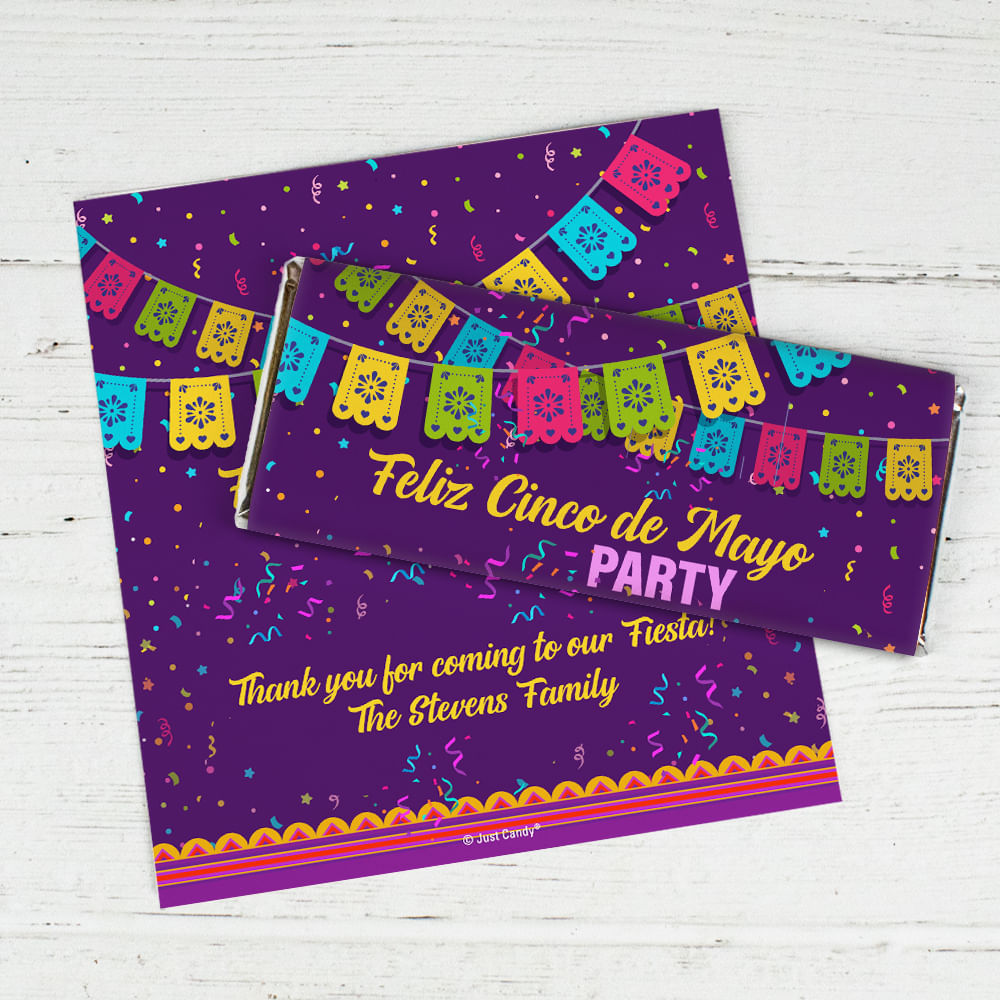 Personalized Feliz Cinco de Mayo Chocolate Bar Wrappers - JustCandy.com