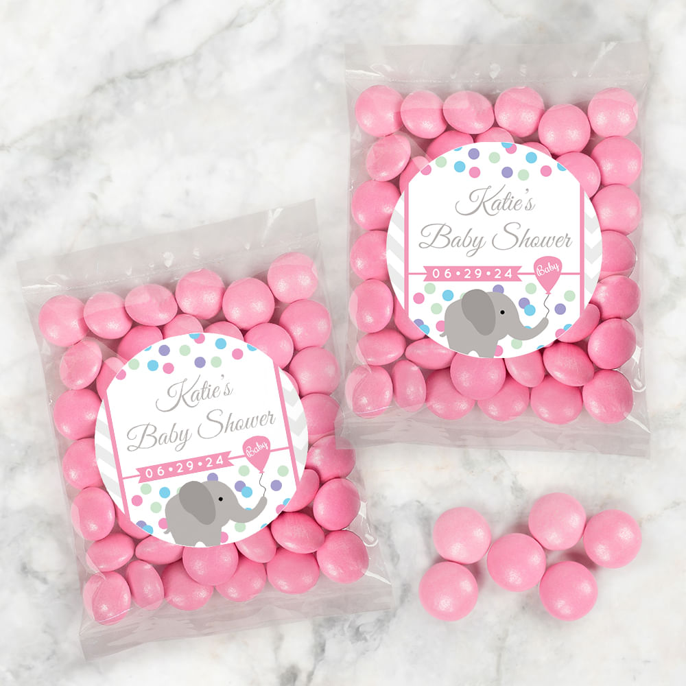 Personalized Baby Shower Elephant Candy Bags with Just Candy Milk ...