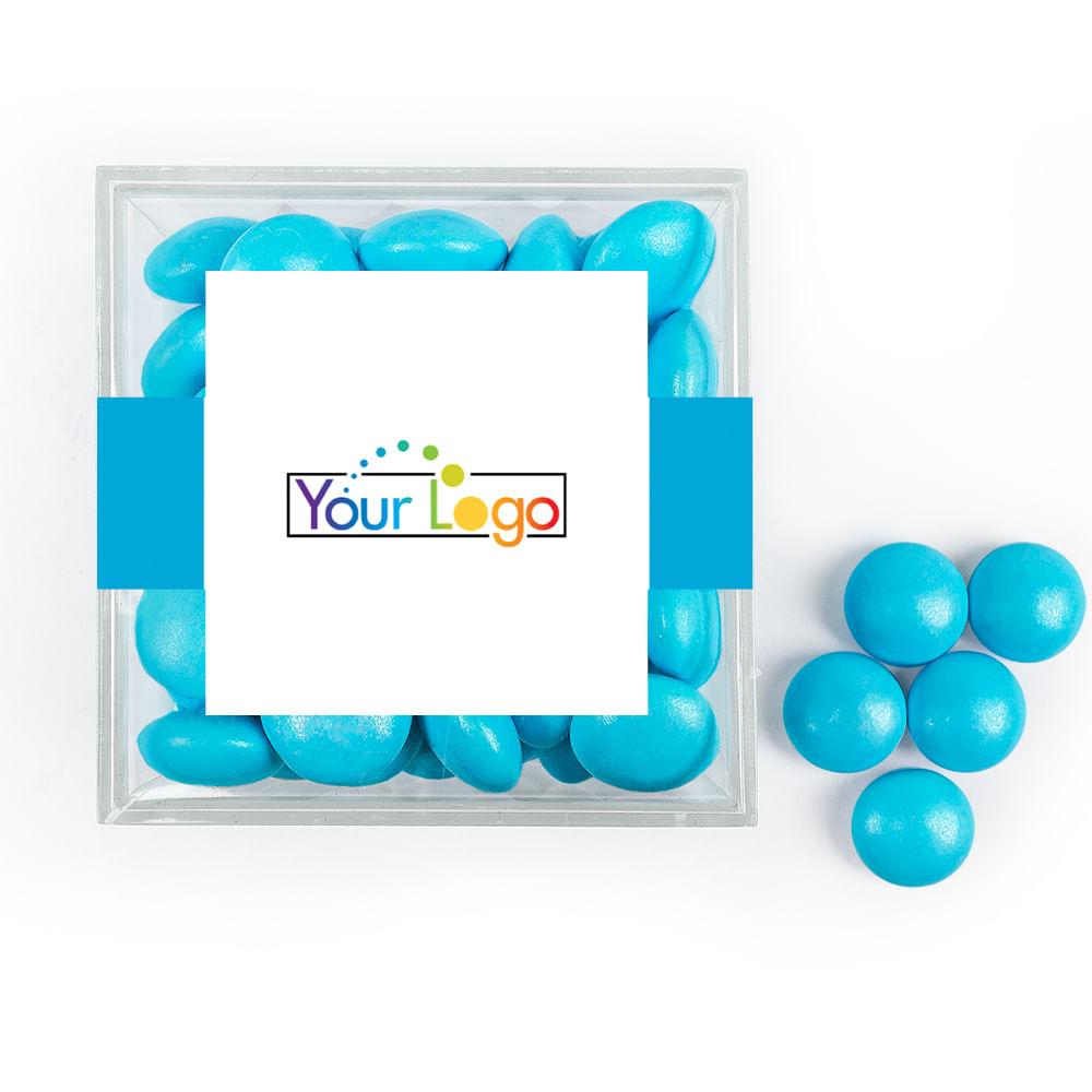 Custom Add Your Logo JUST CANDY® favor cube with Just Candy Milk Chocolate Minis - JustCandy.com