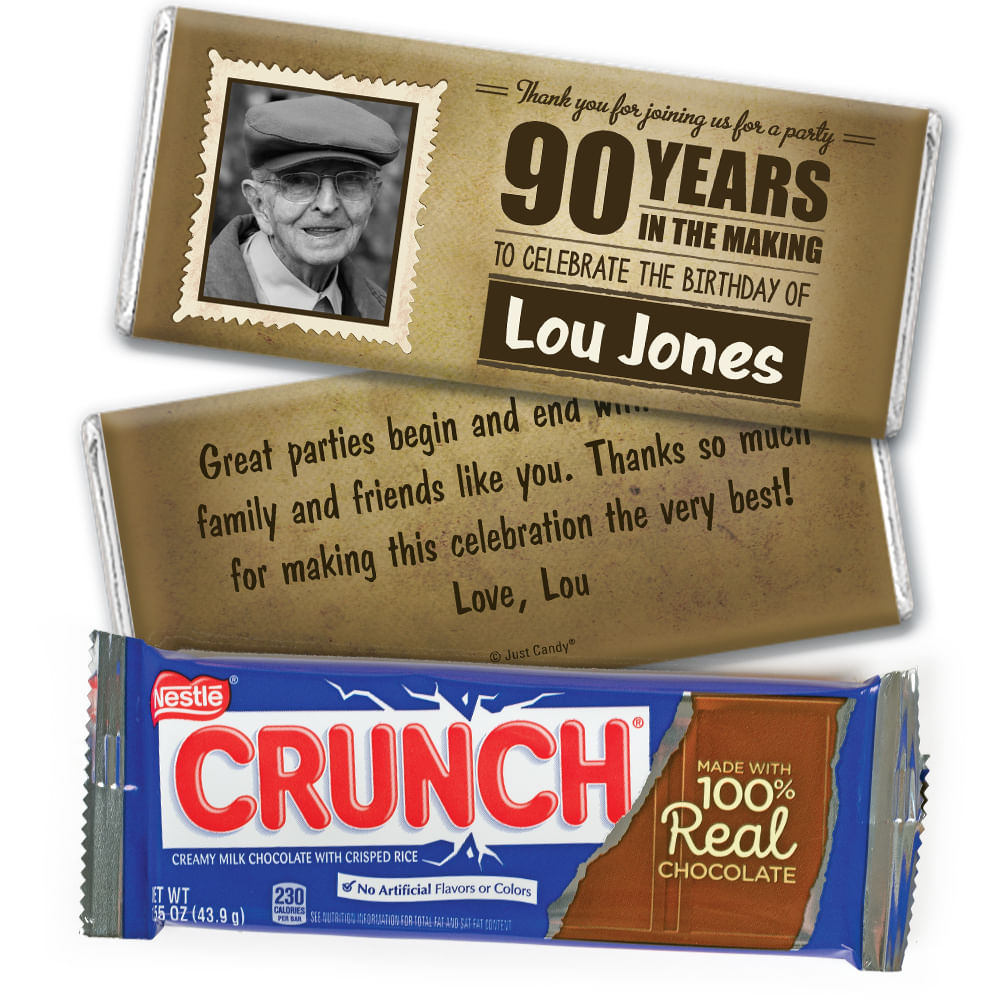 Milestones Personalized Chocolate Bar 90th Birthday - JustCandy.com