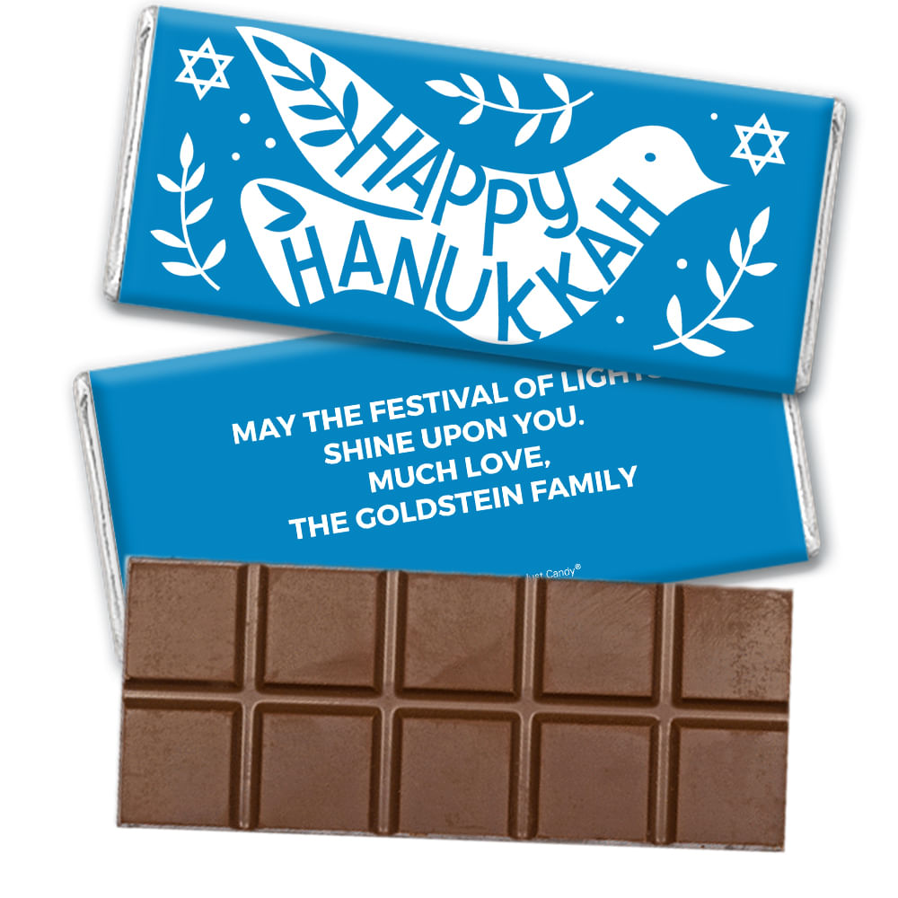 Personalized Bonnie Marcus Hanukkah Dove Belgian Chocolate Bar ...