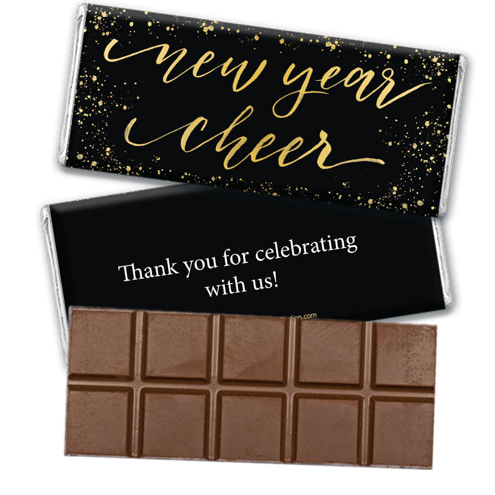 Personalized New Years Cheer Belgian Chocolate Bar & Wrapper ...