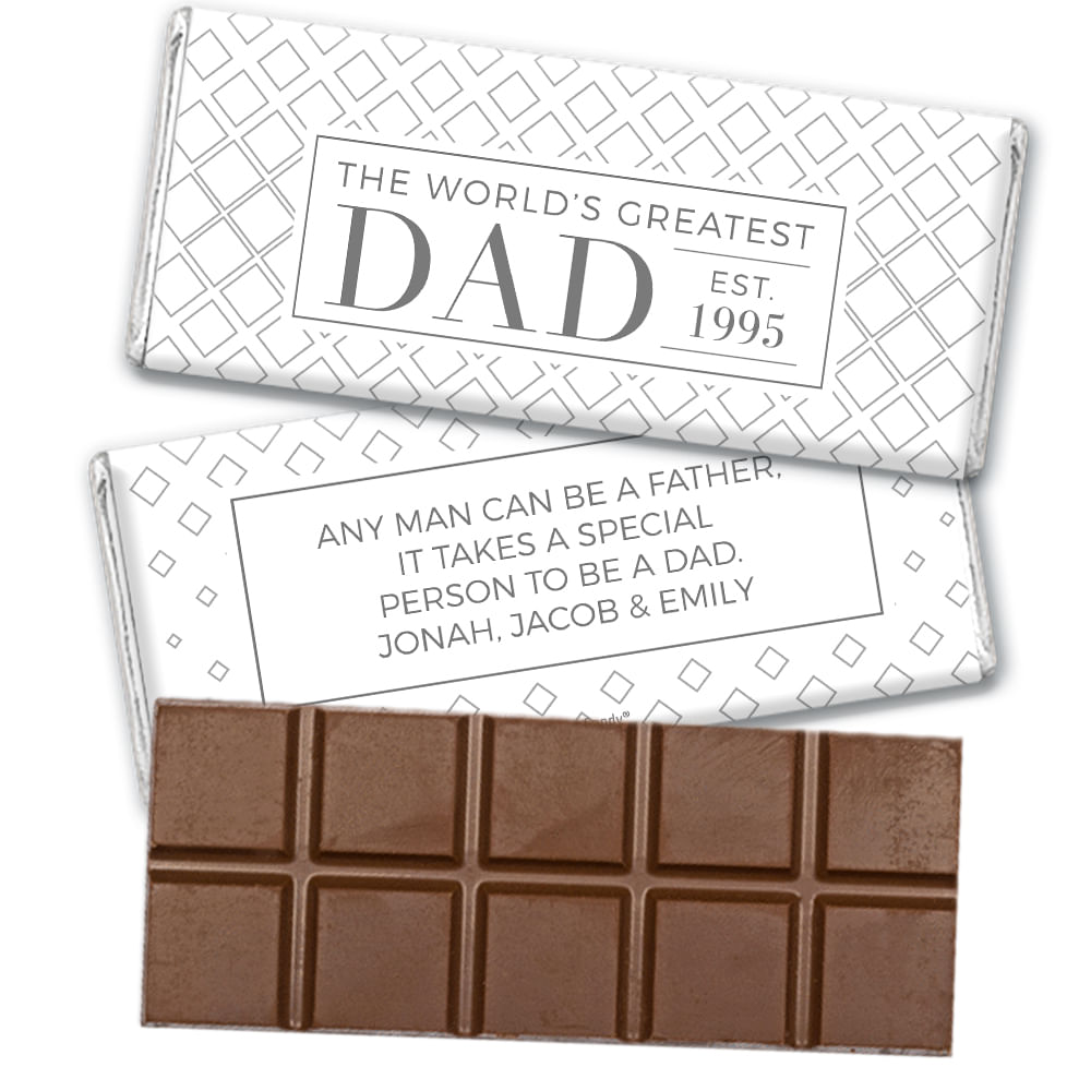 Personalized Father's Day Classic Dad Belgian Chocolate Bar - JustCandy.com