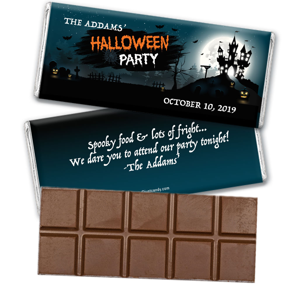 Personalized Halloween Spooky Invite Belgian Chocolate Bar & Wrapper ...