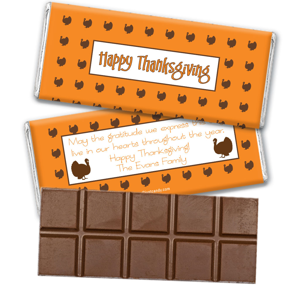Thanksgiving Personalized Belgian Chocolate Bar Happy Turkeys ...