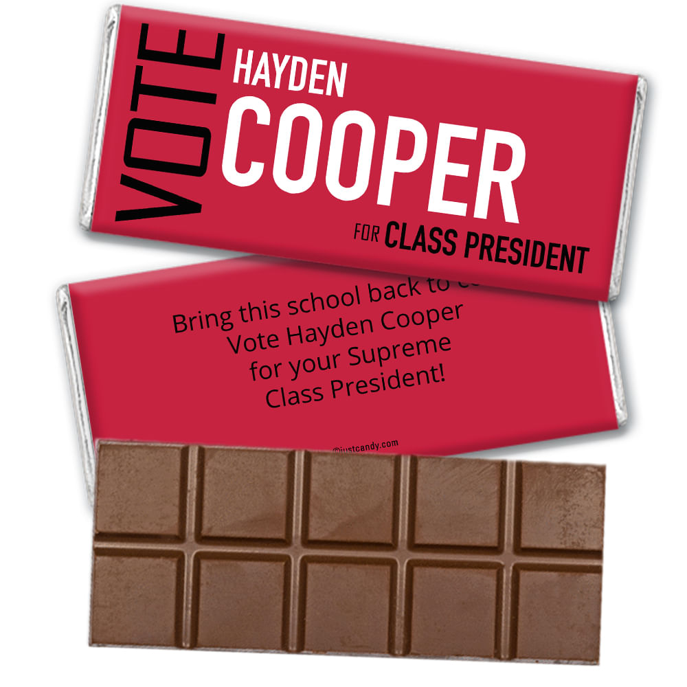 School Election Campaign Personalized Belgian Chocolate Bar Vote in ...
