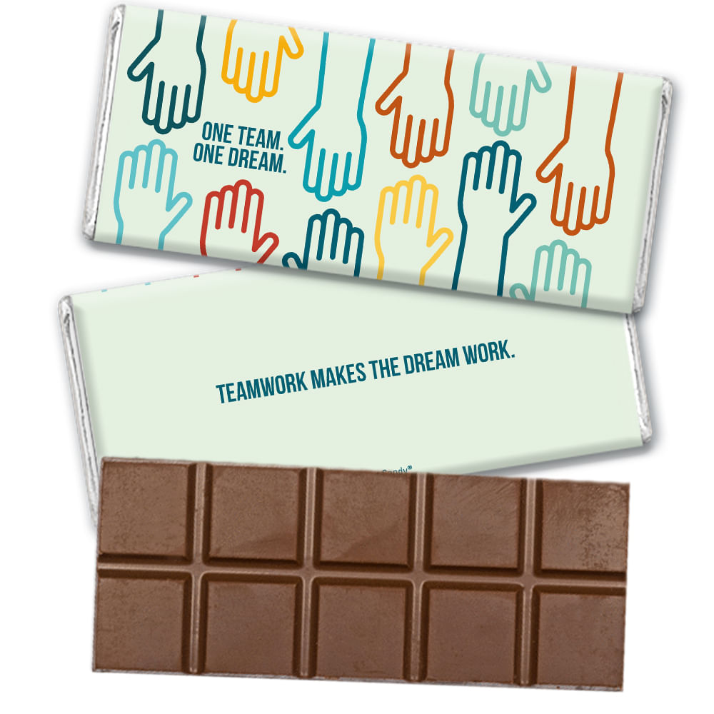 Personalized Teamwork One Team One Dream Belgian Chocolate Bar ...