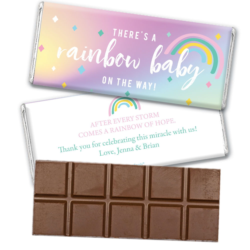 Baby Shower Personalized Belgian Chocolate Bar Rainbow Baby - JustCandy.com
