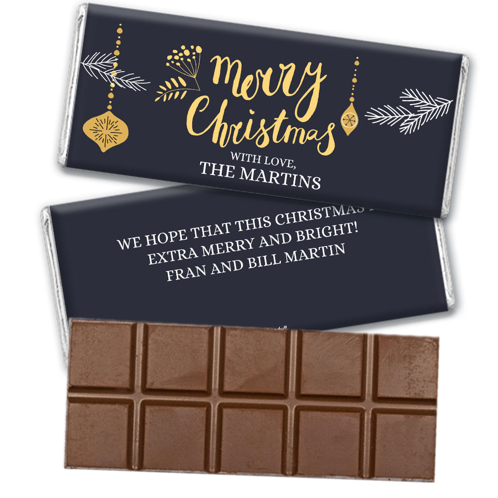 Personalized Christmas Merry Christmas Belgian Chocolate Bar & Wrapper ...